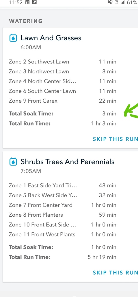 Soak time: how I determine the time been applied for each zone? - Set ...
